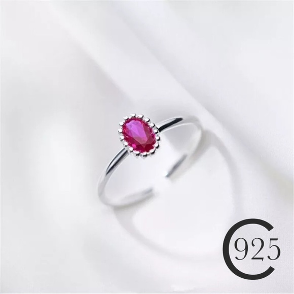 Jewelry | S925 Strlng Silver 1ct Oval Ruby Solitaire Adjustable Vintage Style Ring | Poshmark